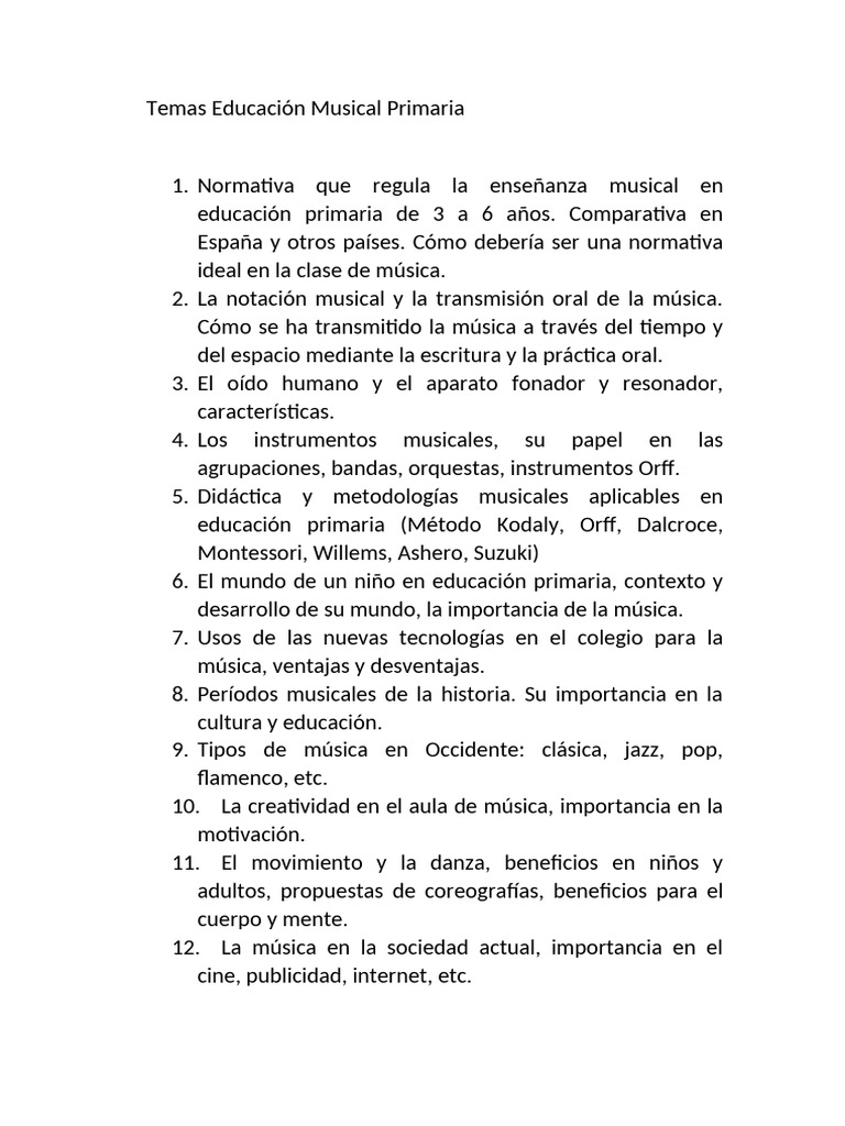 Temas Educ Mus Primaria | PDF
