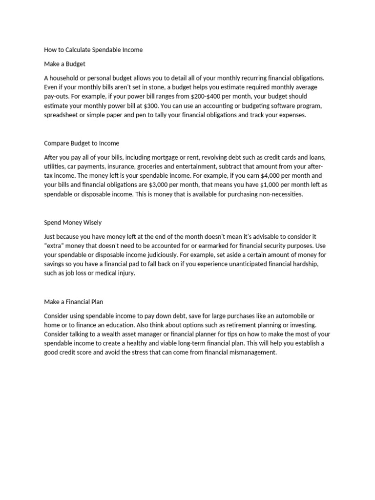 How To Calculate Spendable Income | PDF | Finance & Money Management