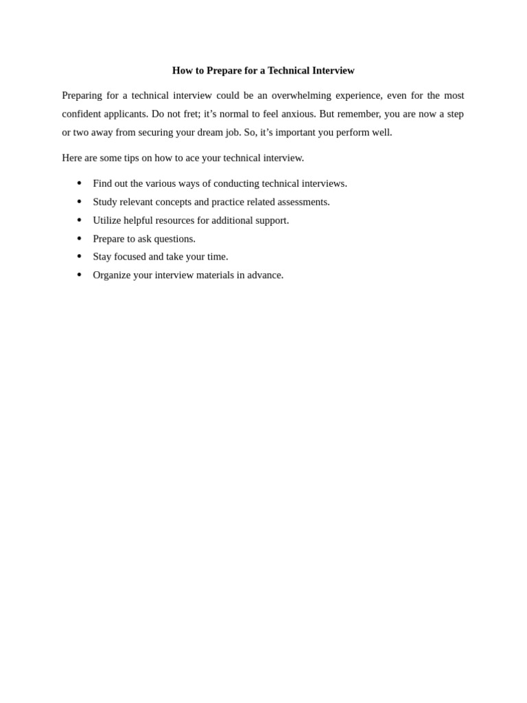 How to Prepare for a Technical Interview | PDF