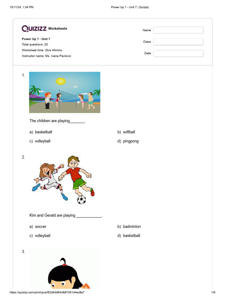 Power Up 1 - Unit 7 _ Quizizz | PDF