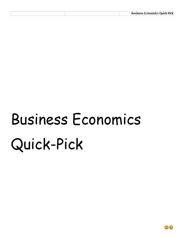 Business Economics Quick Pick | PDF