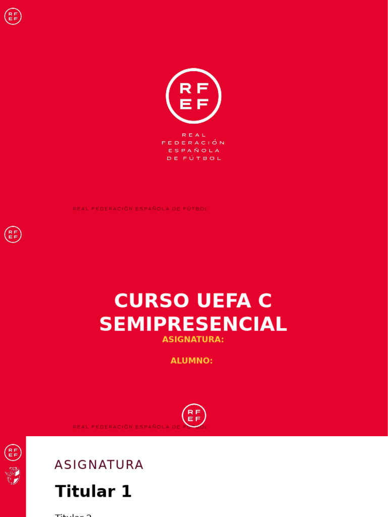 Plantilla Powerpoint Uefa C Formato Rojo | PDF