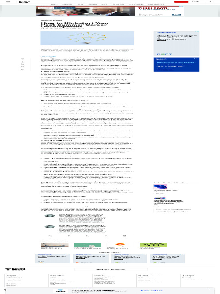 HBR How to Kickstart Your Post-Summer Career Development | PDF ...