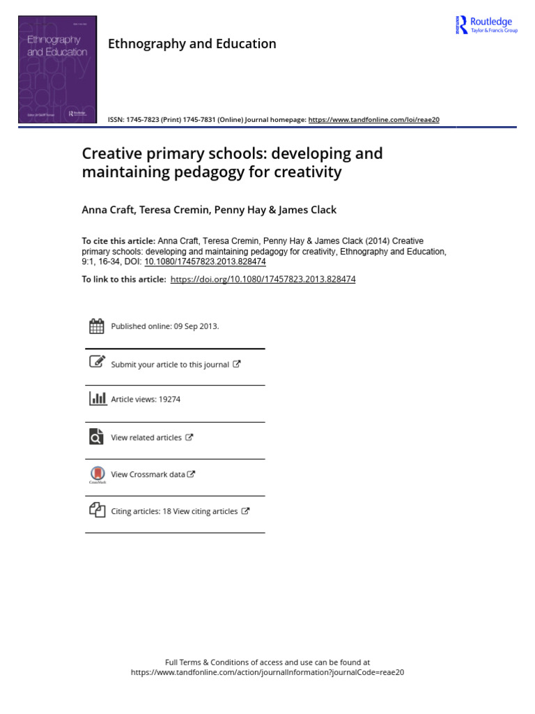 Creative Primary Schools Developing and Maintaining Pedagogy For ...