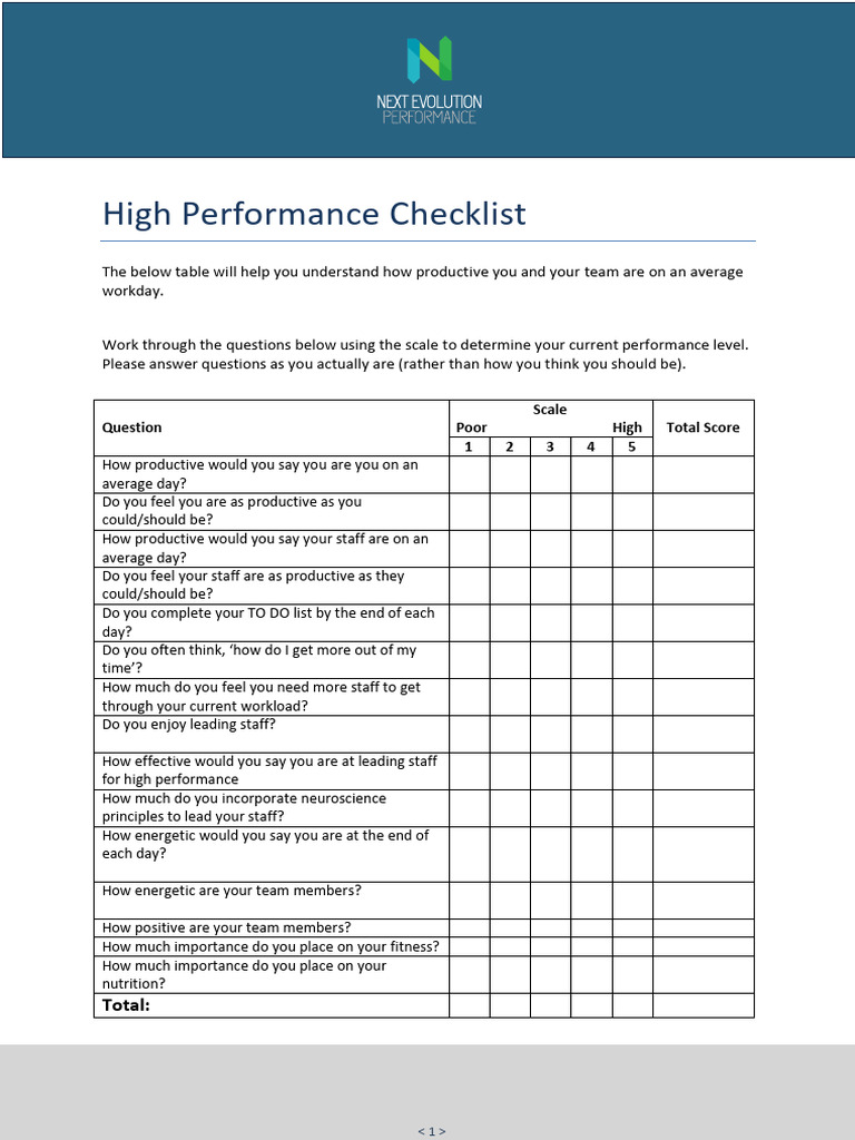 high-performance-checklist | PDF