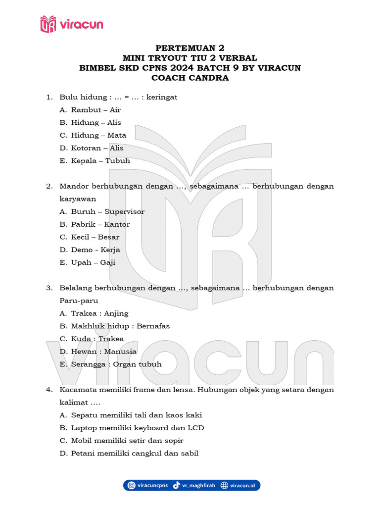 Mini TO TIU 2 Verbal - Viracun Batch 8 | PDF