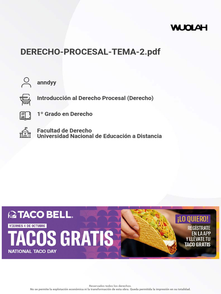 Wuolah Free DERECHO PROCESAL TEMA 2 | PDF