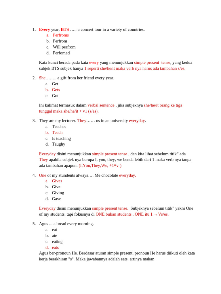 Soal Simple Present | PDF