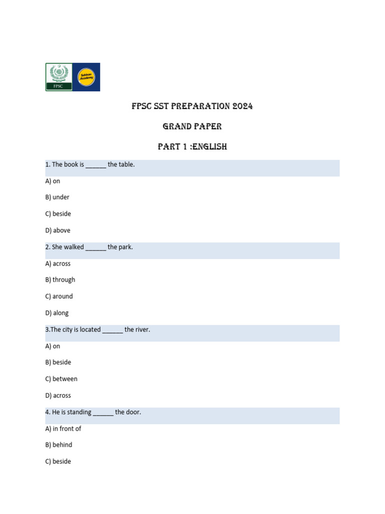 FPSC - Grand Test | PDF