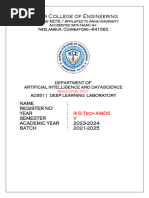 Ad3511 DL Lab All Lab Manual | PDF | Deep Learning | Artificial Intelligence