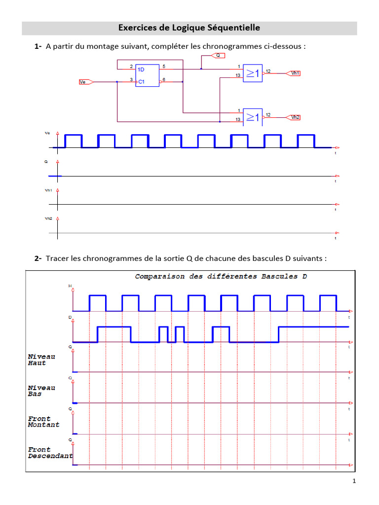 Exercices de Logique Séquentielle: A Partir Du Montage Suivant ...