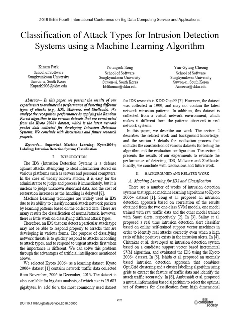 Classification of Attack Types For Intrusion Detection | PDF