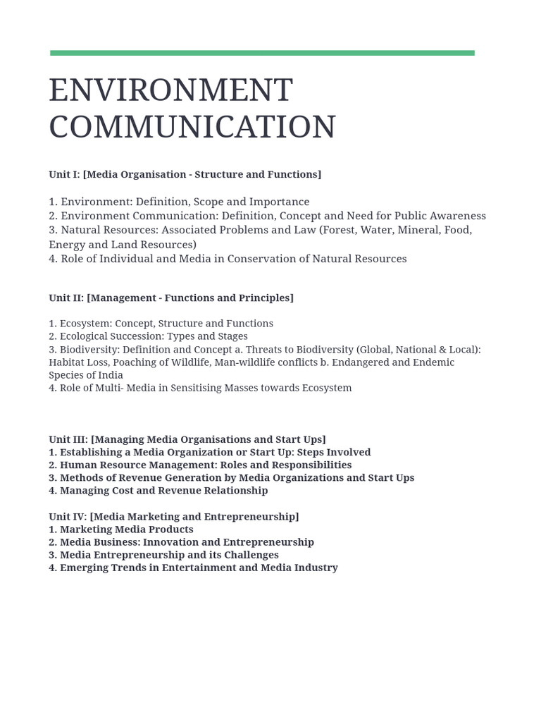 6 Sem Environment Communication Pdf Pdf