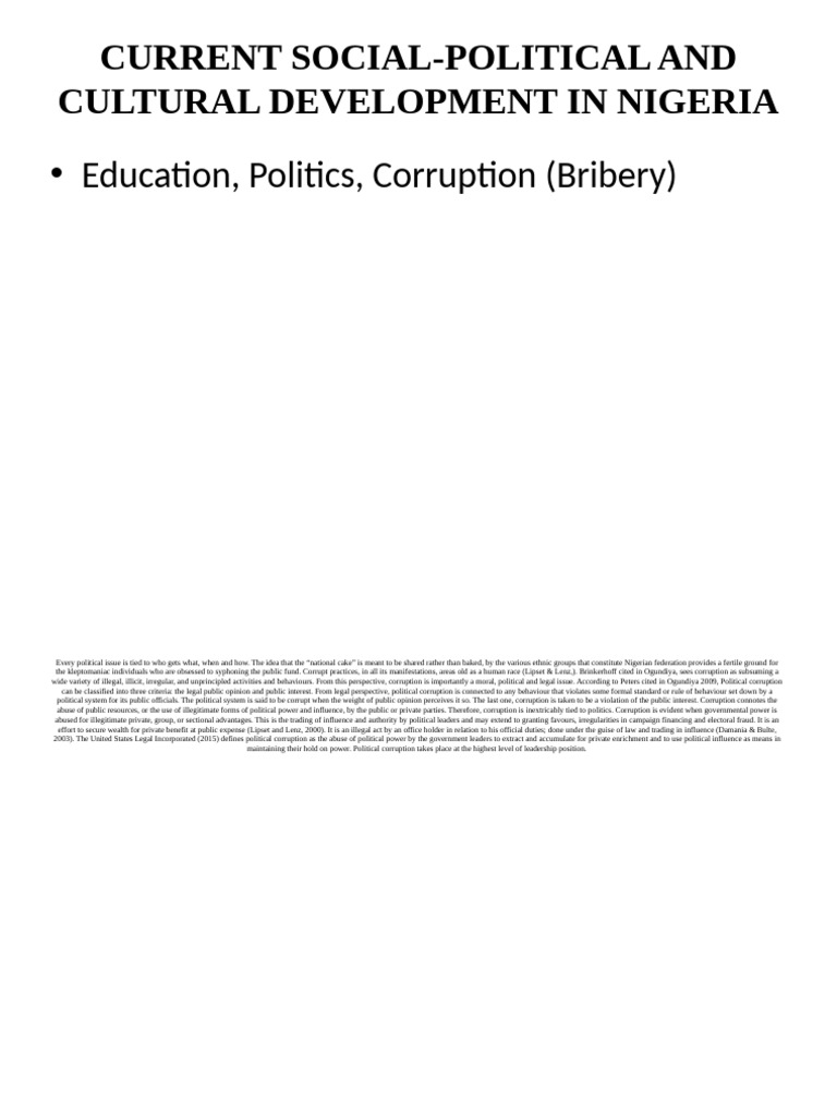 Current Social-Political and Cultural Development in Nigeria Slide | PDF