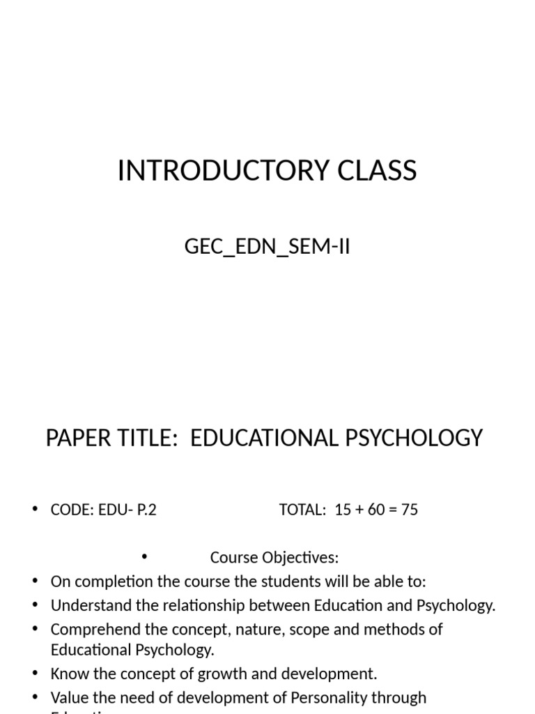 Introductory Class | PDF