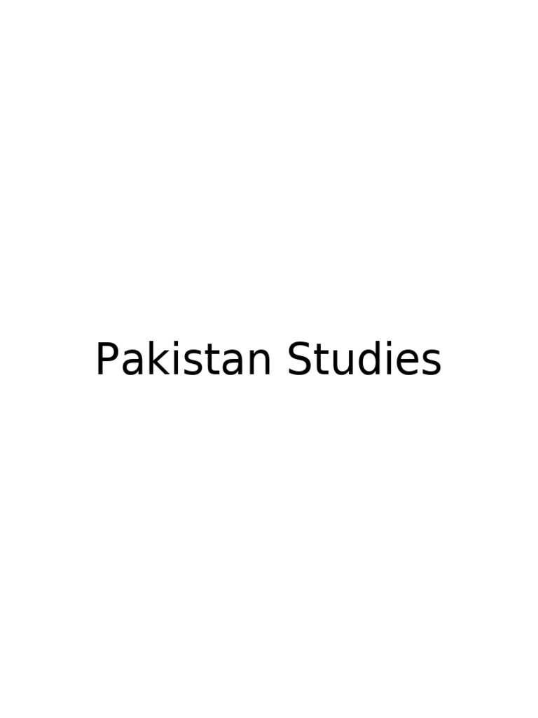 Pakistan Studies | PDF