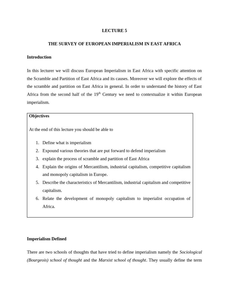 European Imperialism in East Africa | PDF