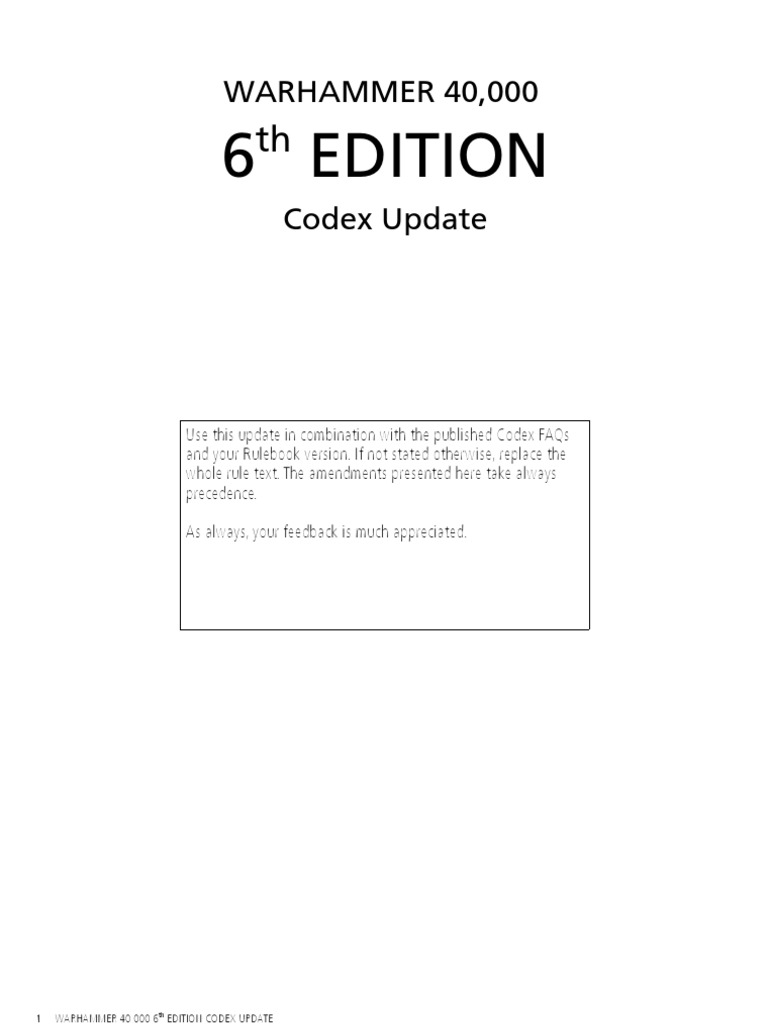 6th Edition Warhammer Codex Update | PDF | Military | Leisure