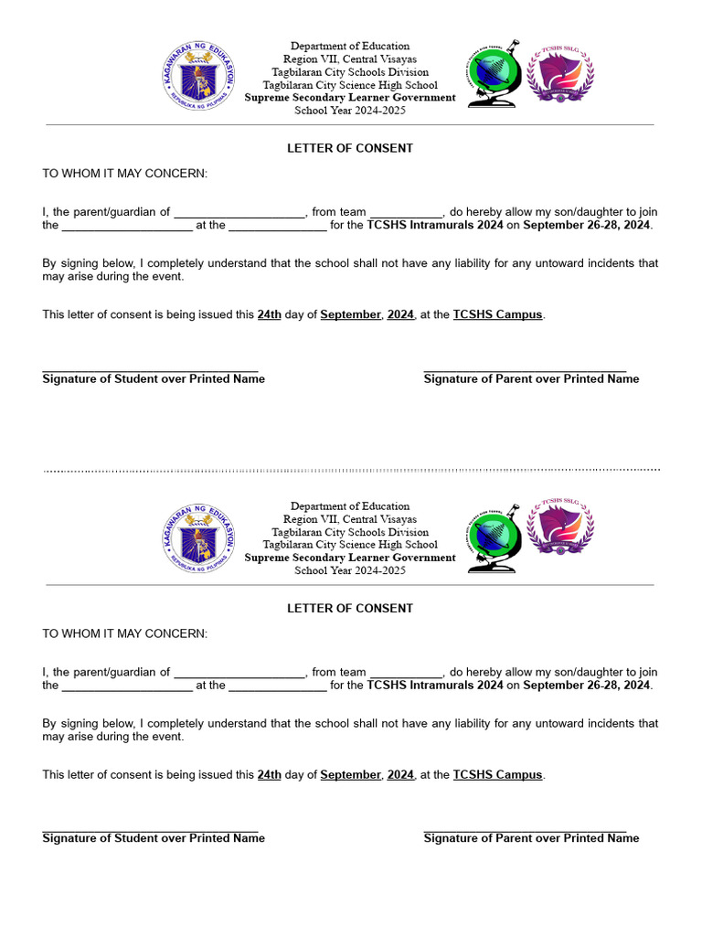 Consent Intrams Players | PDF