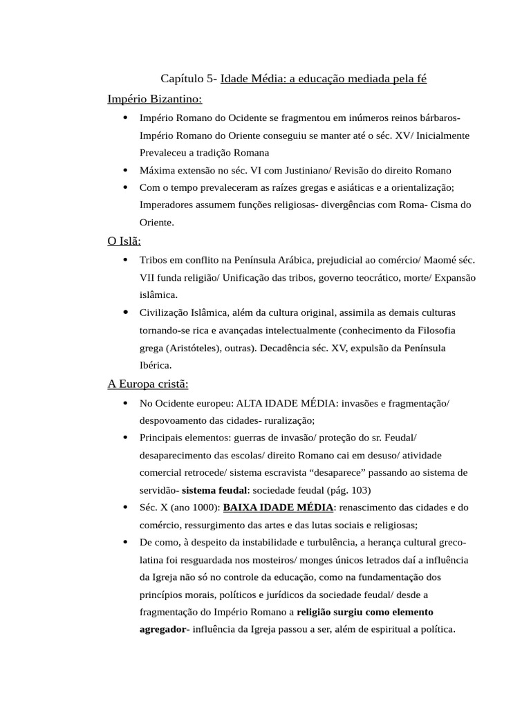 Capítulo 5 - Idade Média | PDF