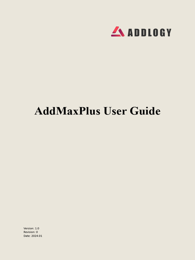 AddMaxPlus UserGuide-AddLogy - v1.0.2 | PDF
