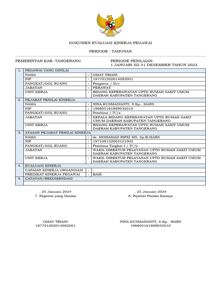 Ekin Form Dokumen Evaluasi Kinerja Omay 2 | PDF