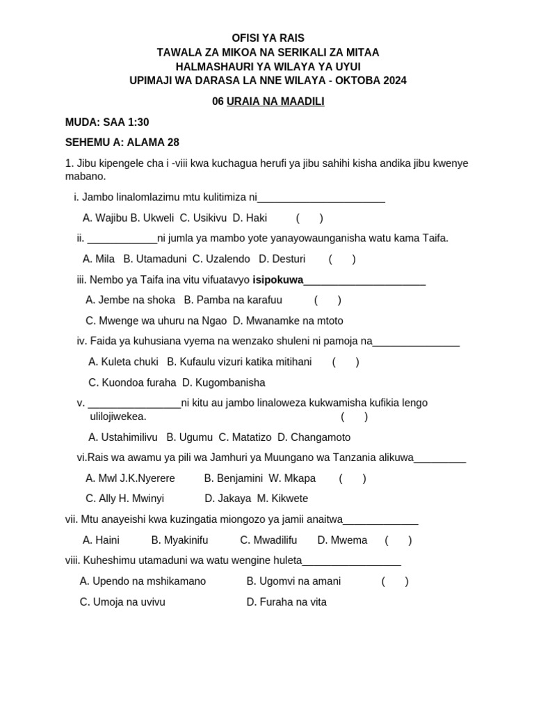 Uraia Na Maadili | PDF