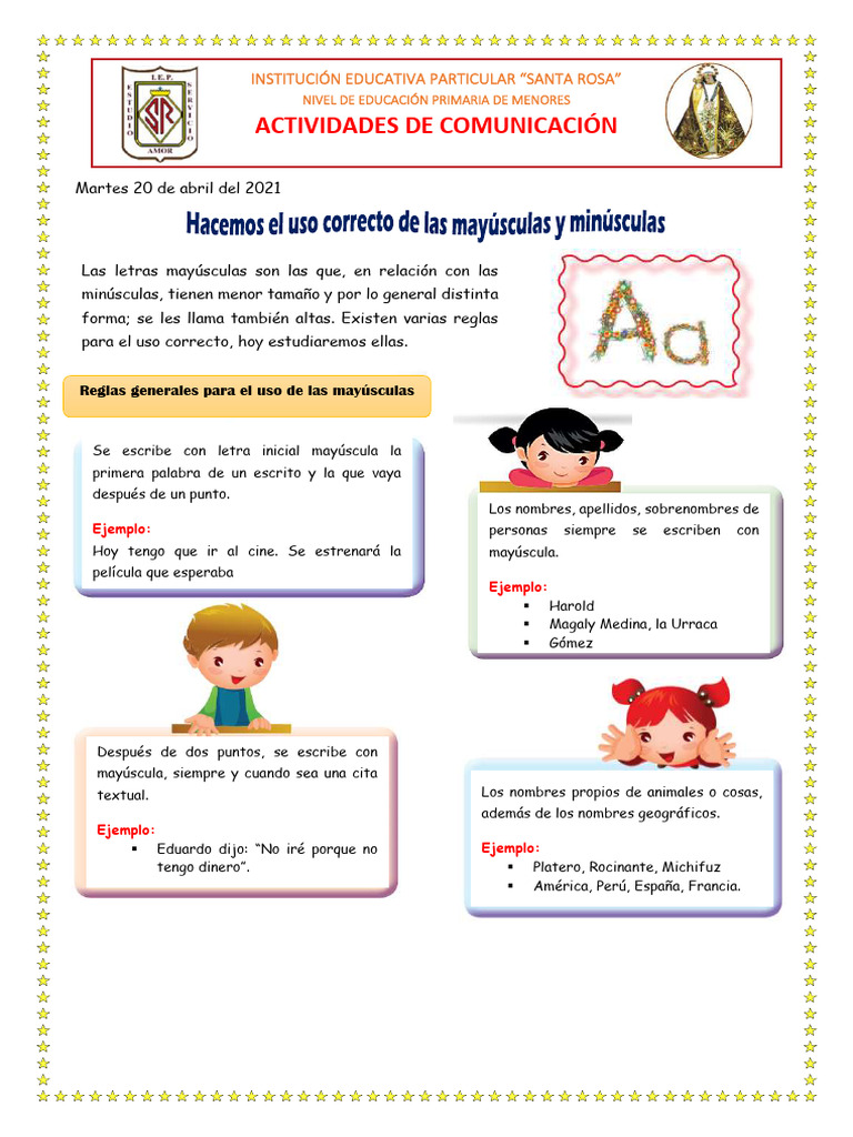 USO DE LAS MAYÚSCULAS 4TO GRADO | PDF