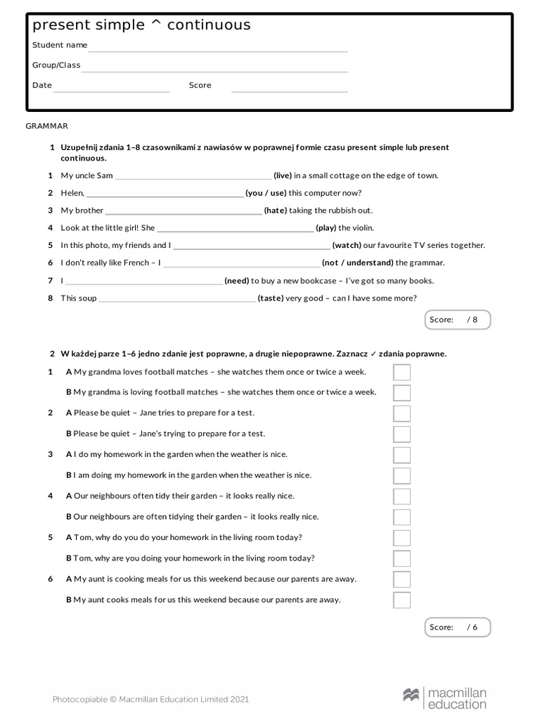 present simple continuous | PDF