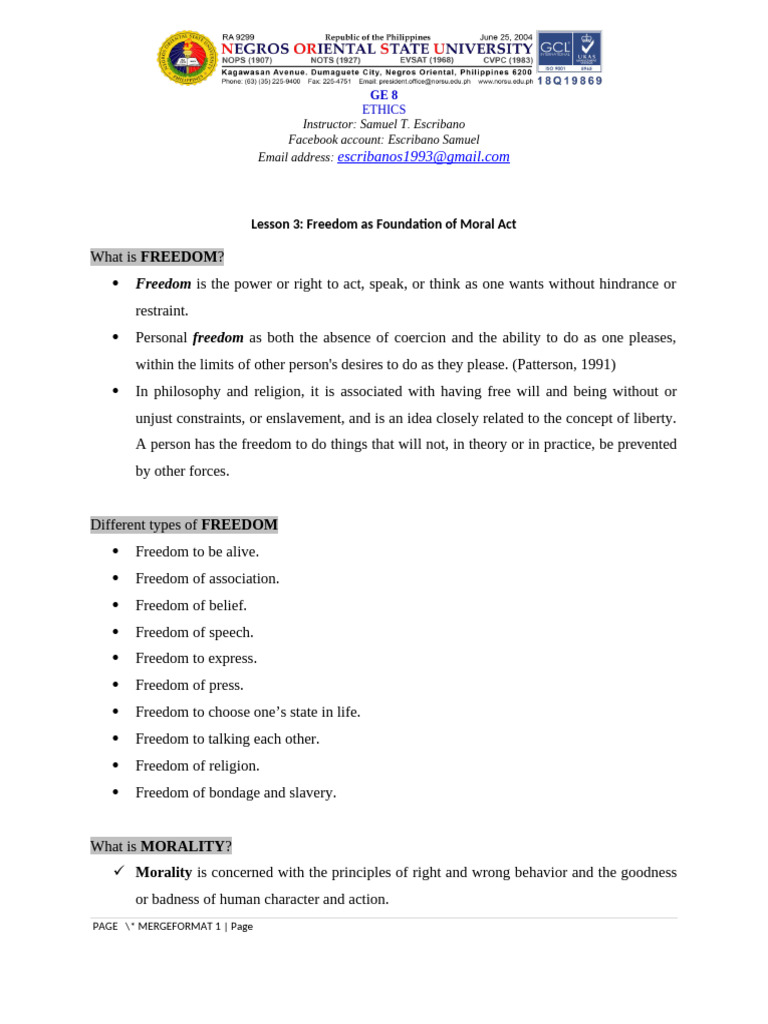 GE 8 Ethics Lesson 3 4. | PDF