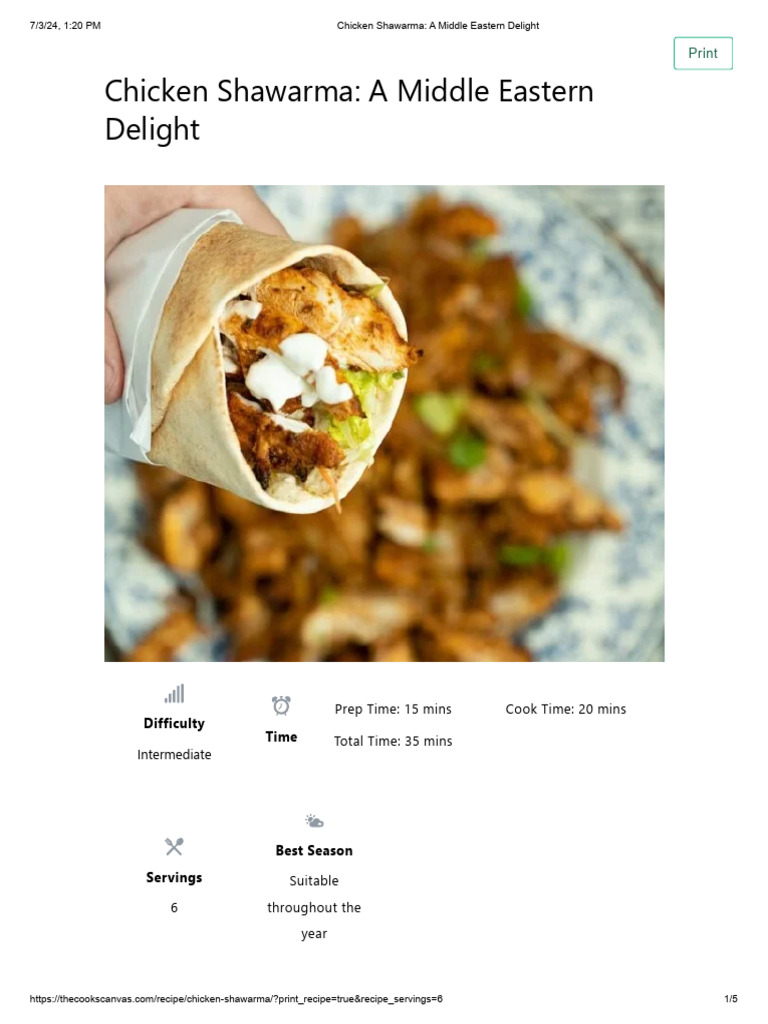 Chicken Shawarma - A Middle Eastern Delight | PDF | Middle Eastern ...