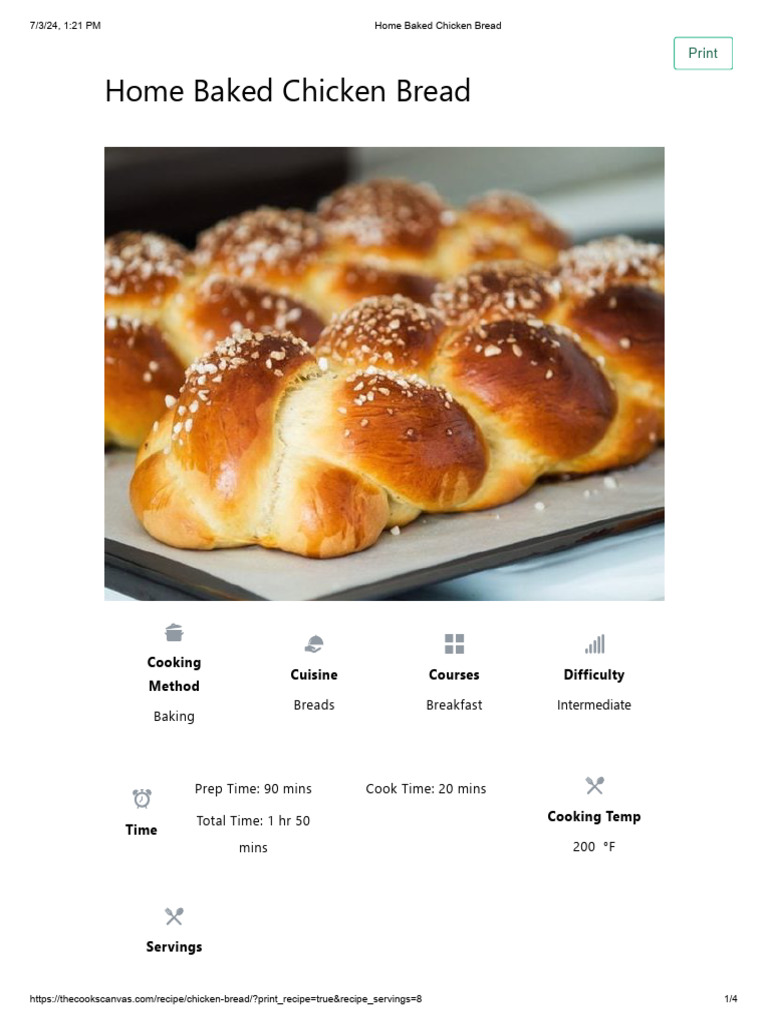 Home Baked Chicken Bread | PDF