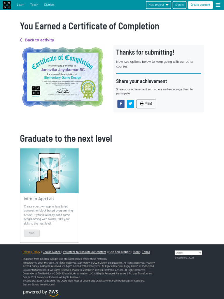 You Earned A Certificate of Completion: Thanks For Submitting! | PDF