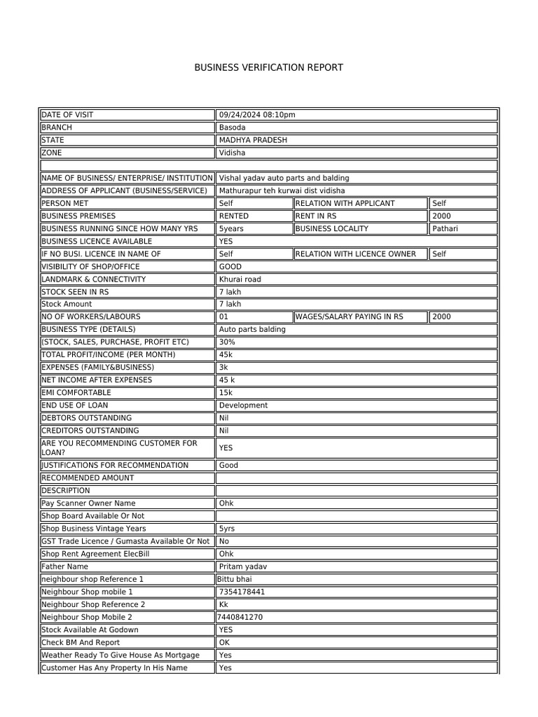 BM Visit Report | PDF
