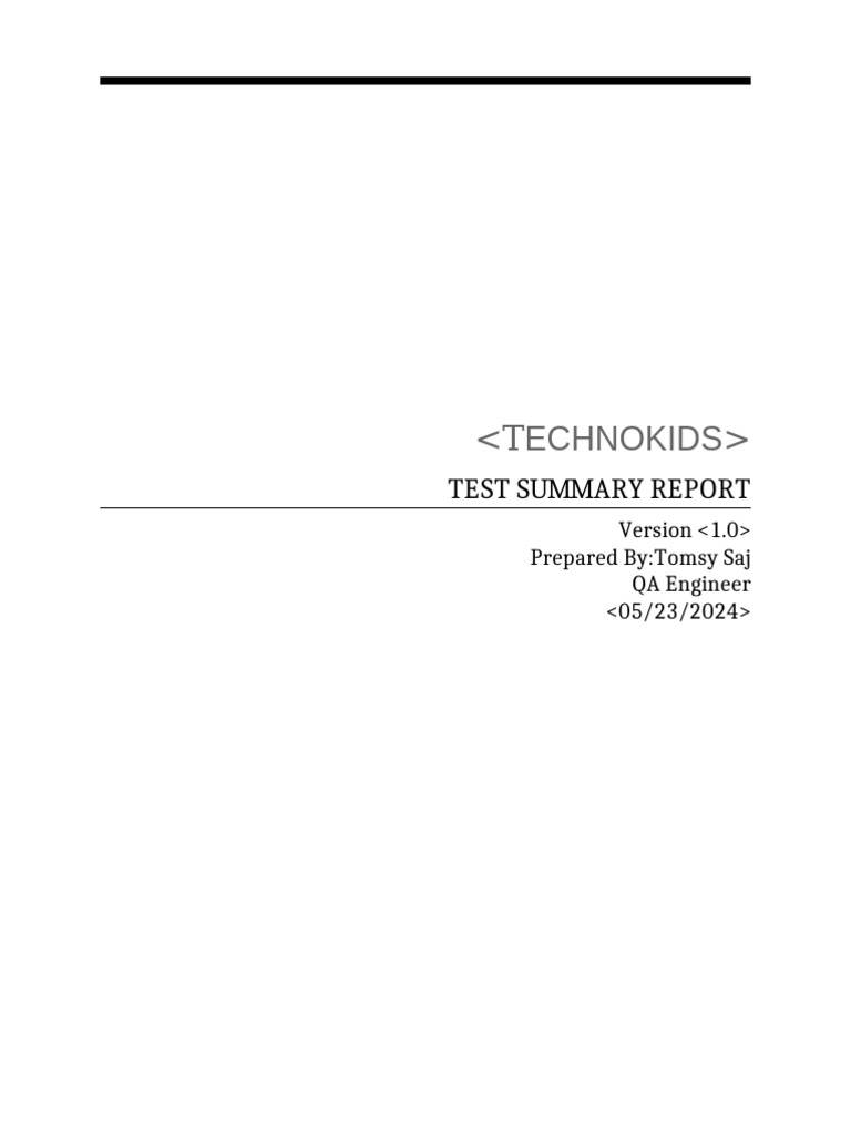 Technokids Test Summary Report | PDF
