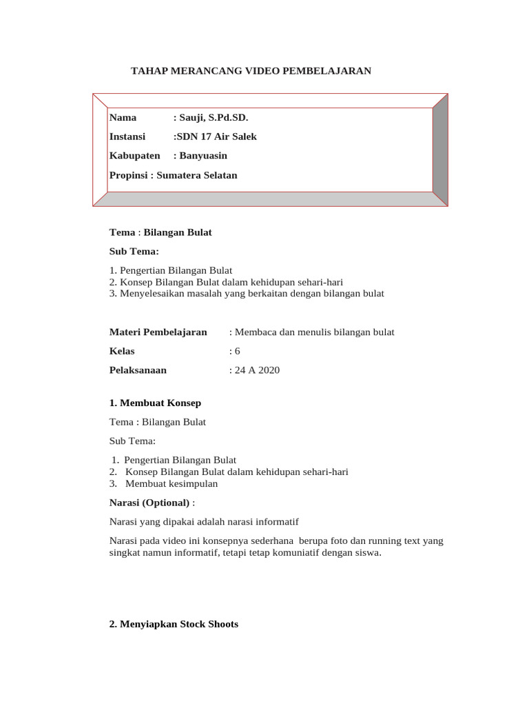 TUGAS 1. 48-Sauji, S.PD - SD TAHAP MERANCANG VIDEO PEMBELAJARAN | PDF