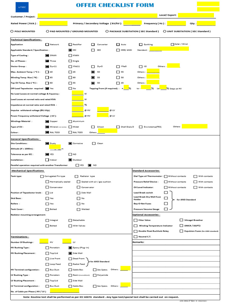 Offer Checklist Form | PDF