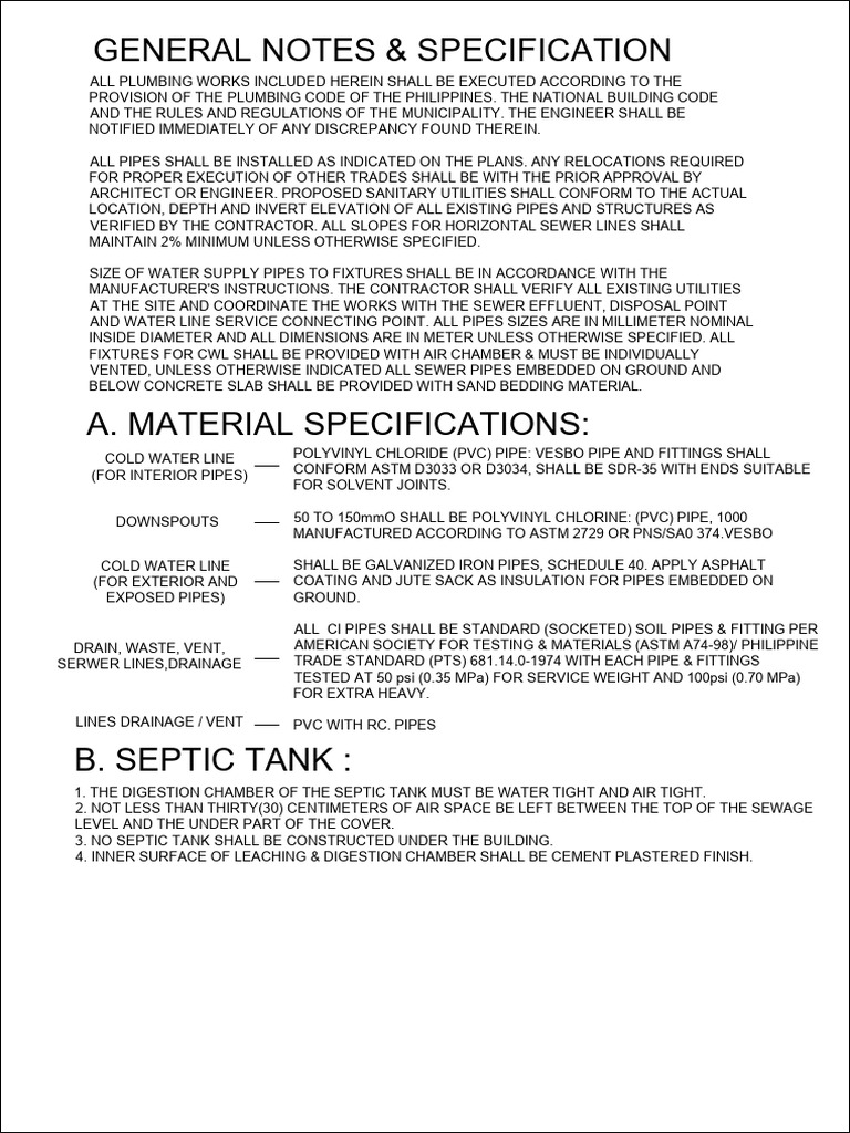 General Note For Plumbing | PDF