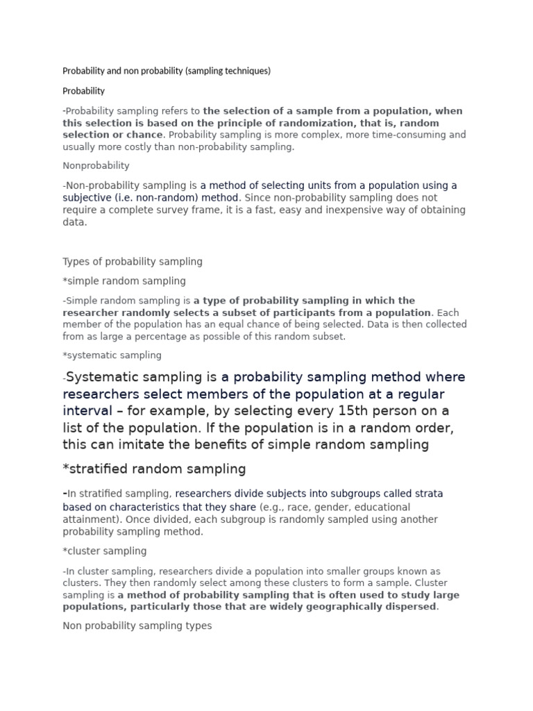 A Probability Sampling Method Where Researchers Select Members of The ...