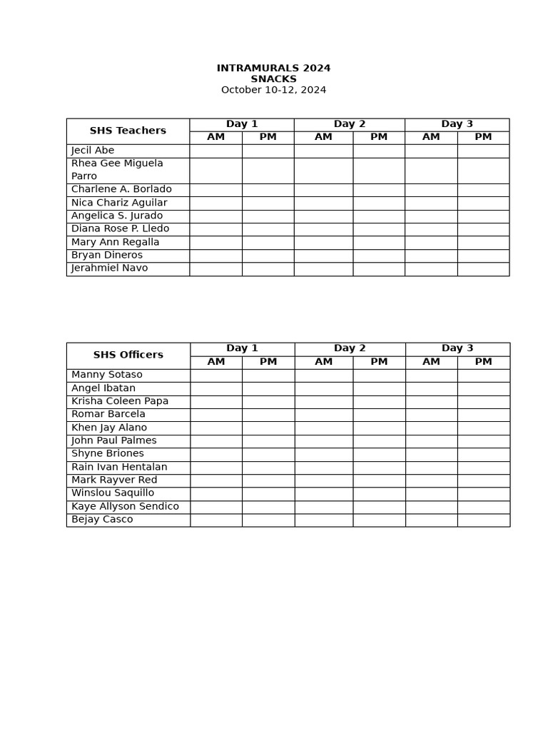 INTRAMURALS 2024-Snacks | PDF
