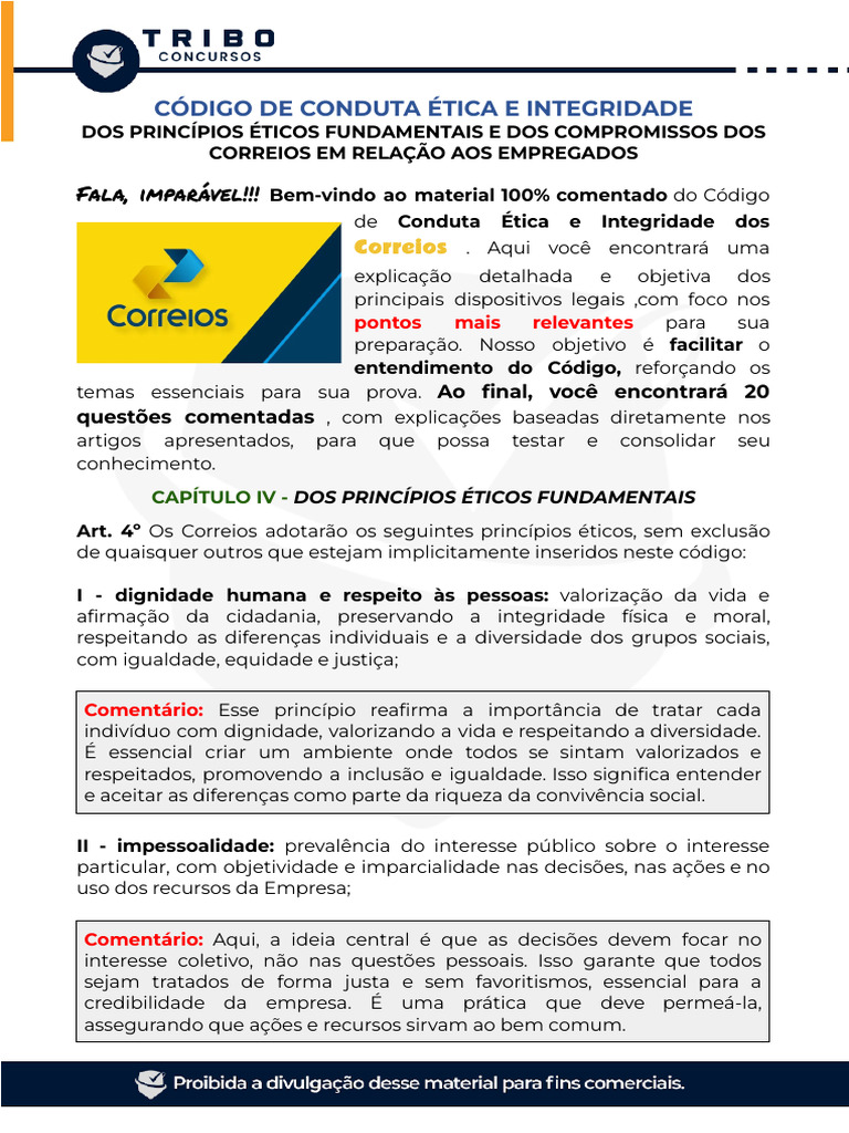 Código de Conduta Ética e Integridade - Correios - PT 2 | PDF