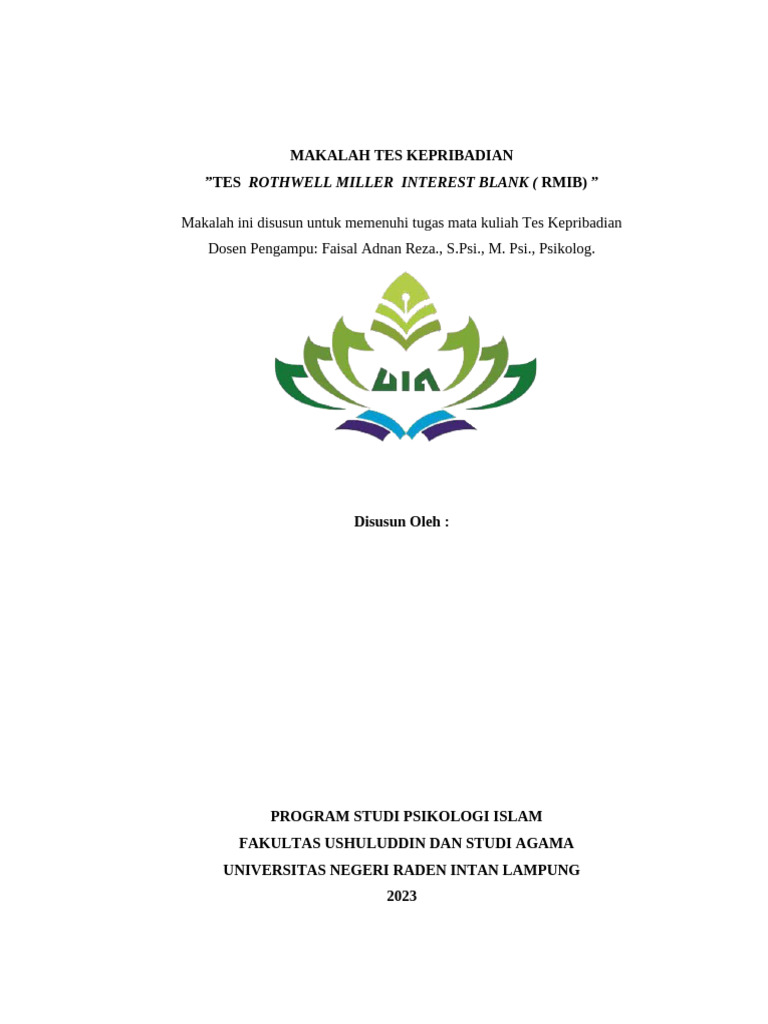 00044956-Psikologi Kepribadian Tes RMIB | PDF