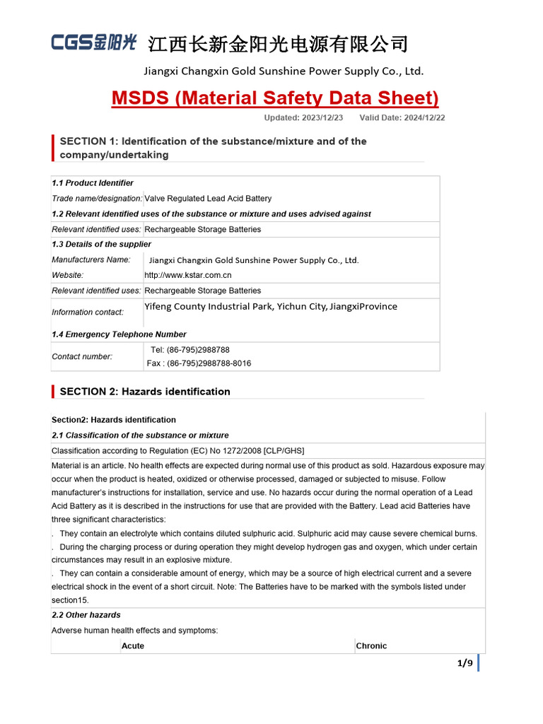 Jiangxi Msds ENG | PDF