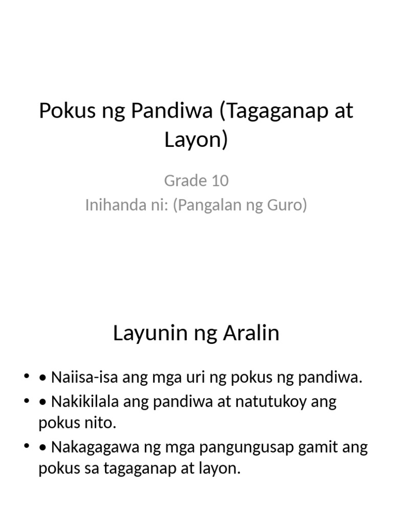 Pokus_ng_Pandiwa_Filipino_10 | PDF