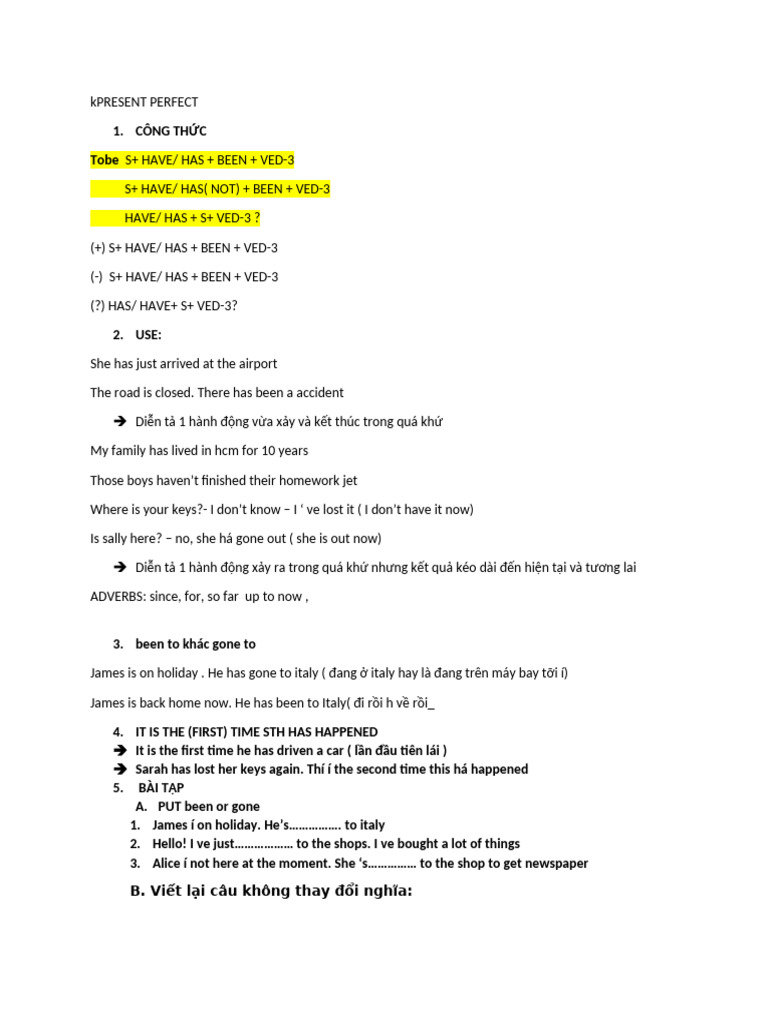 PRESENT PERFECT | PDF