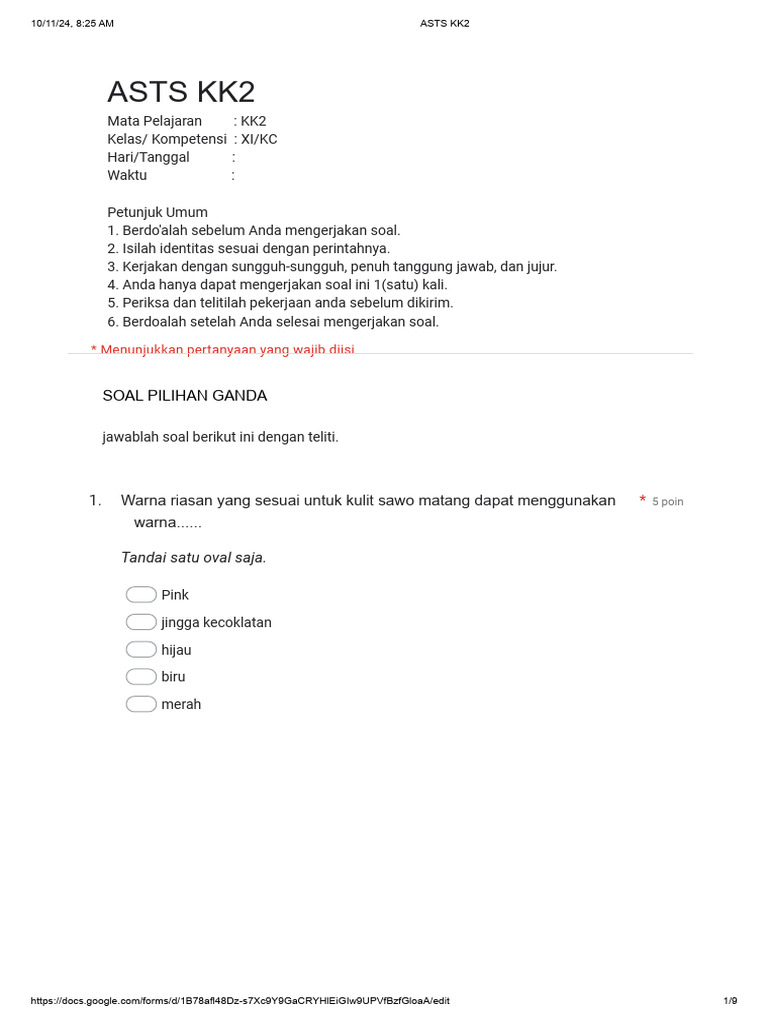 ASTS KK2 - Google Formulir | PDF