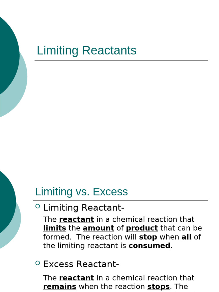 Limiting Reactants Revised | PDF
