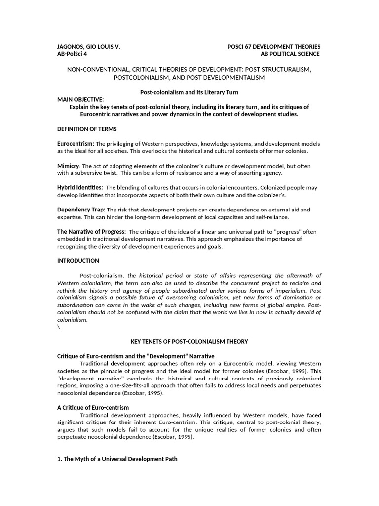 Post Colonialism and Literary Turn | PDF | Postcolonialism | Narrative