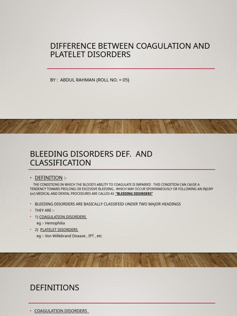 Difference Between Bleeding and Platelet Disorders 1.2 | PDF