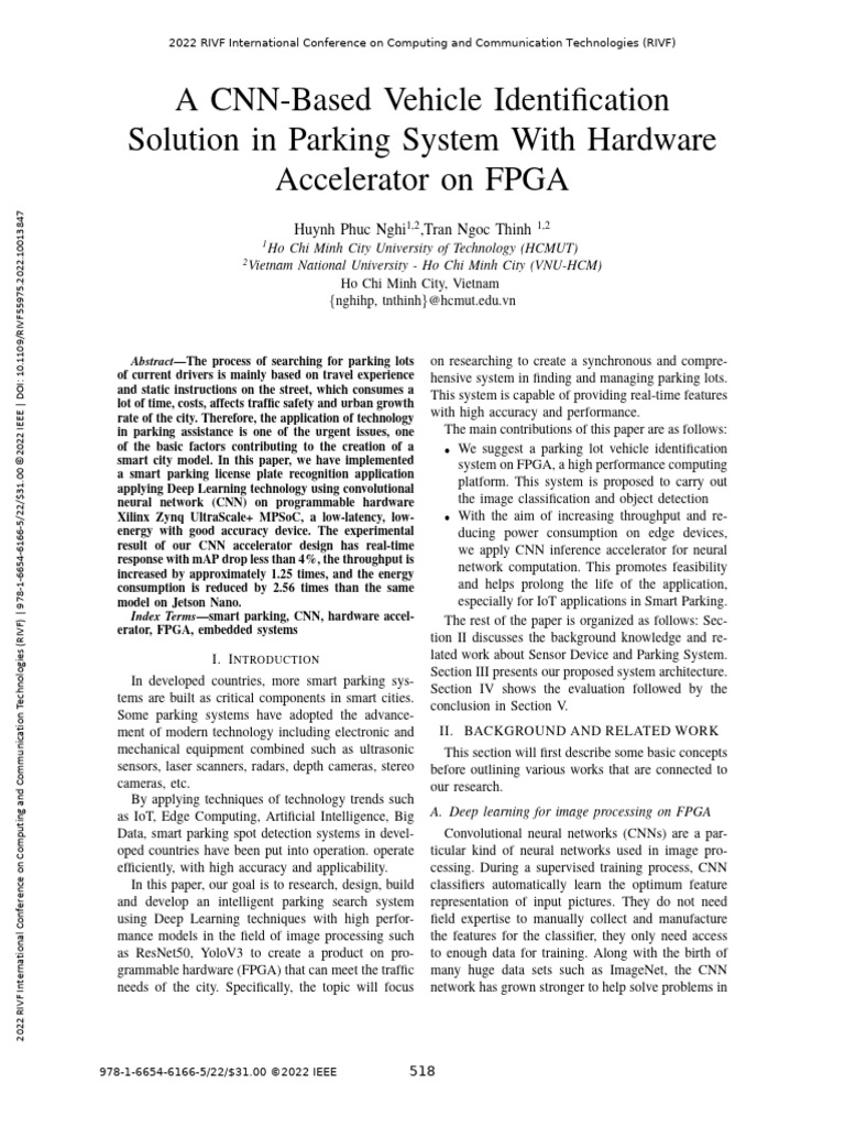 A CNN-Based Vehicle Identification Solution in Parking System With Hardware Accelerator On FPGA ...